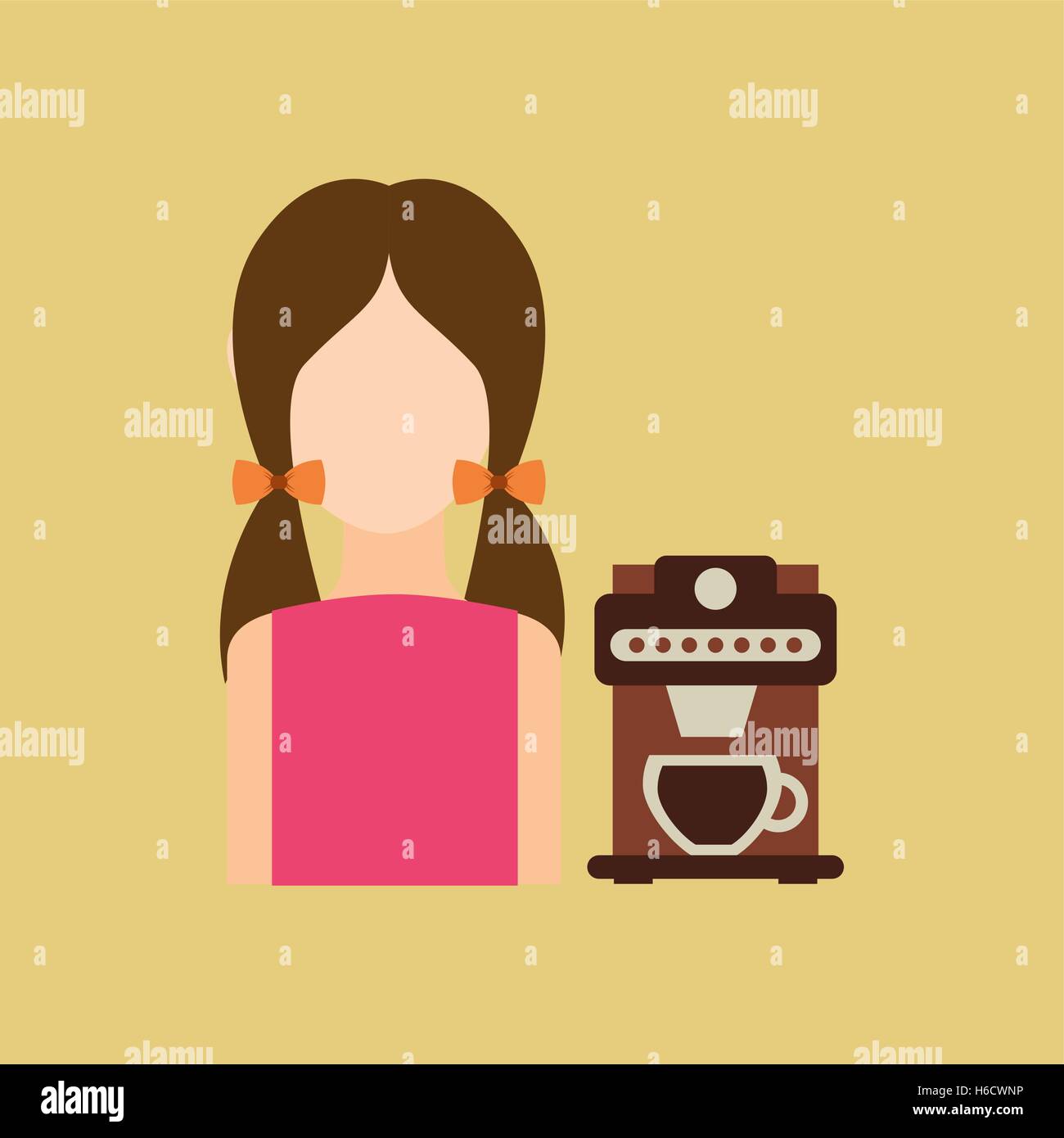 Character girl cup coffee icon hi-res stock photography and images - Alamy