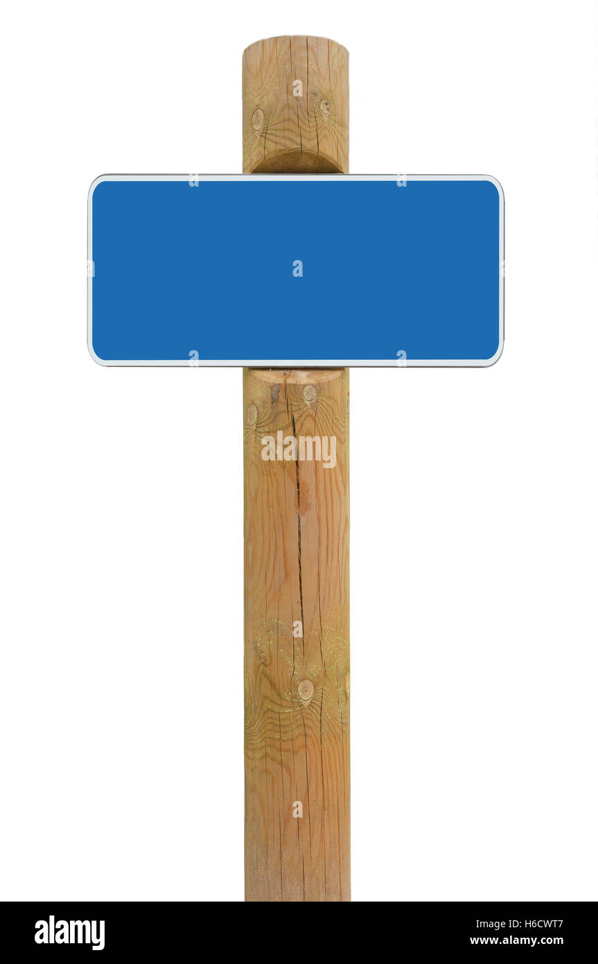 Blue metal road sign board signage copy space background white frame ...
