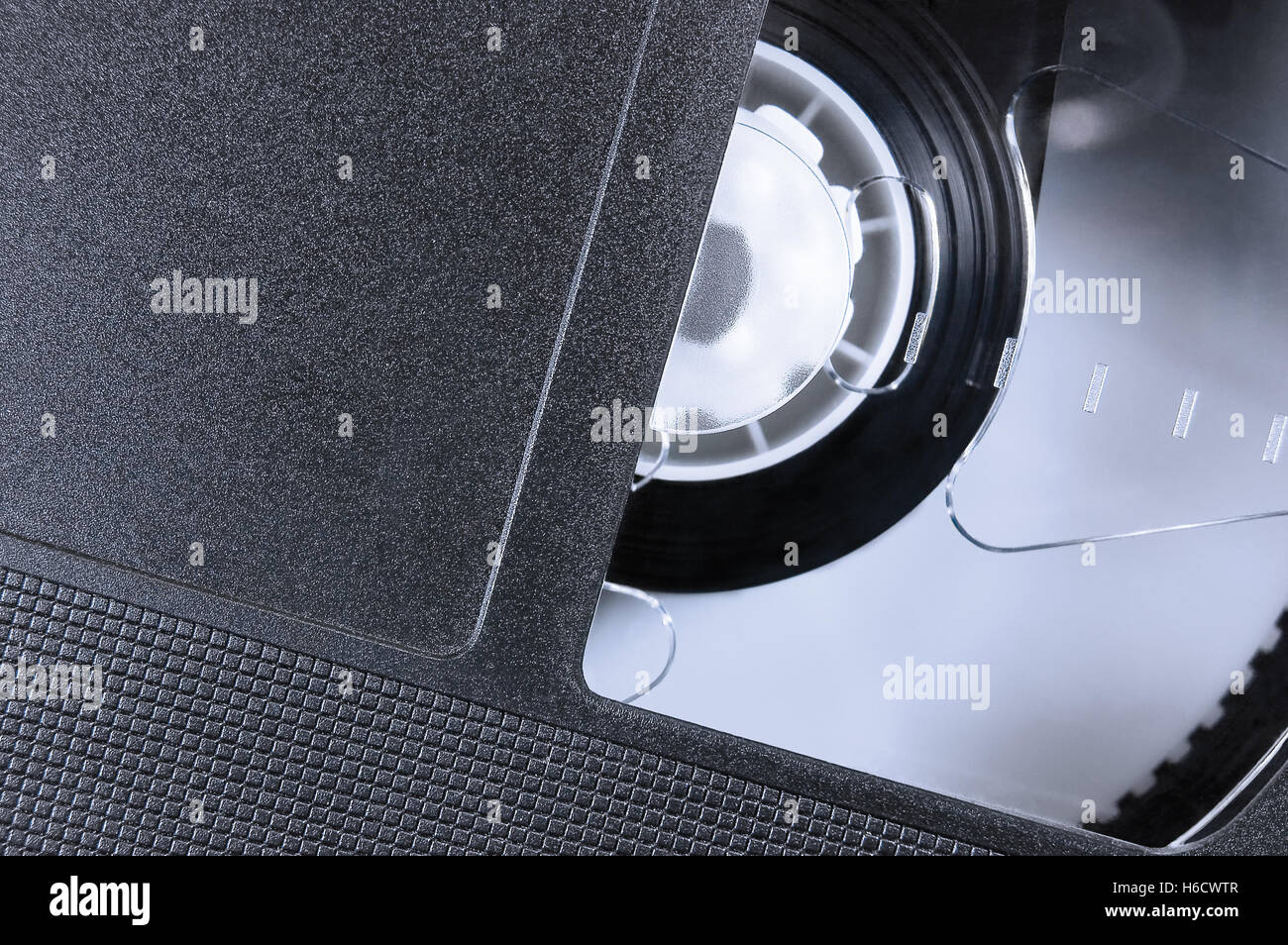 VHS Tape Macro Closeup, large detailed black retro videotape cassette ...