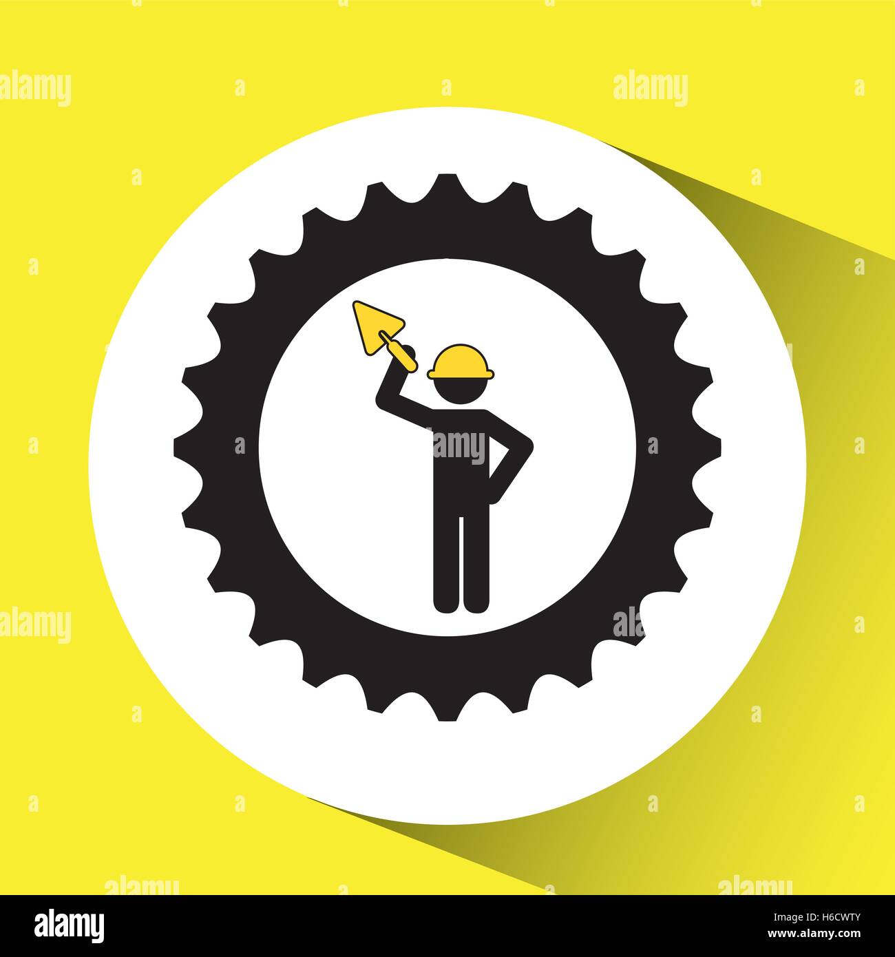 man worker construction gears shovel icon vector illustration Stock ...
