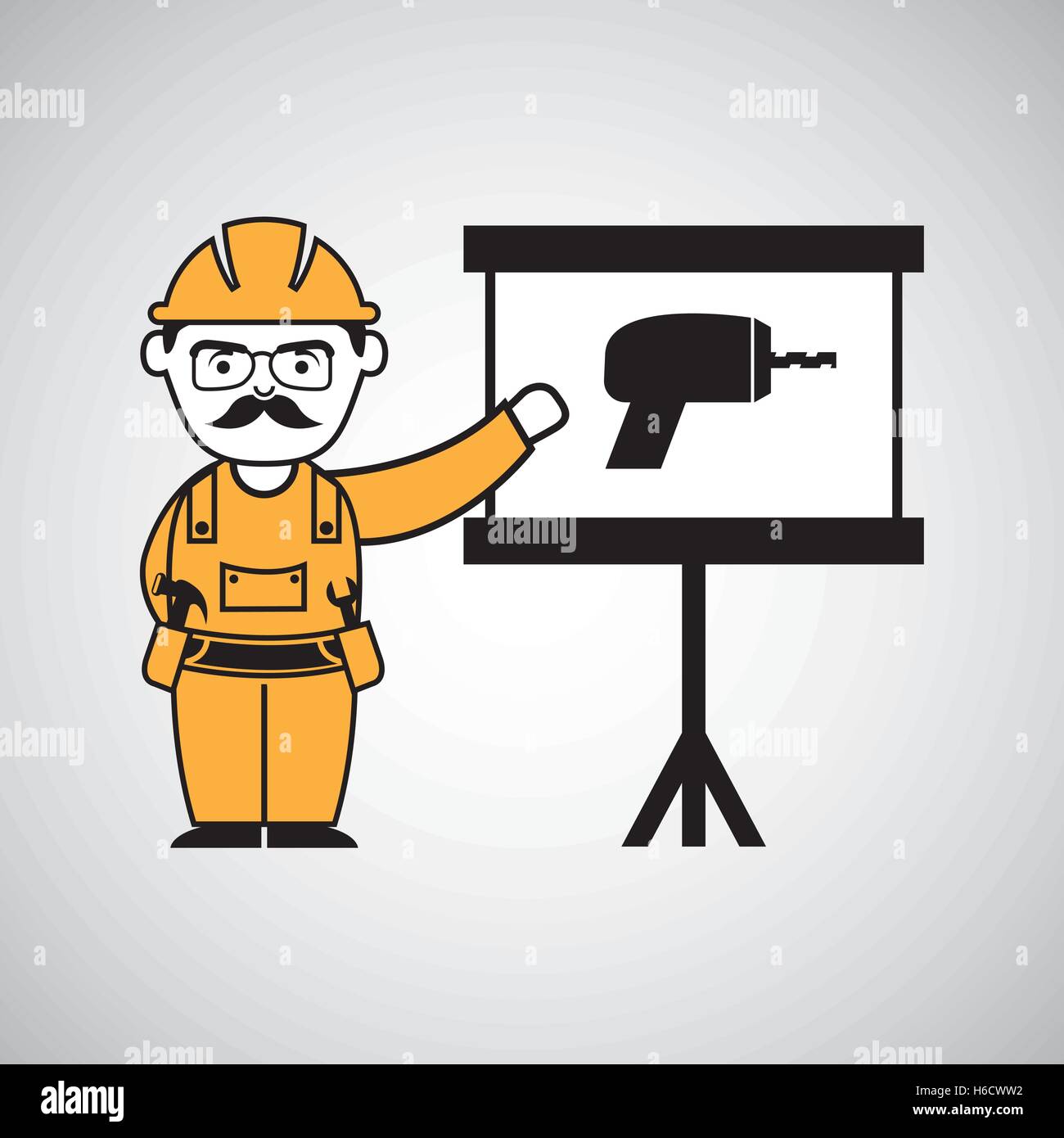 construction man and drill graphic vector illustration Stock Vector ...