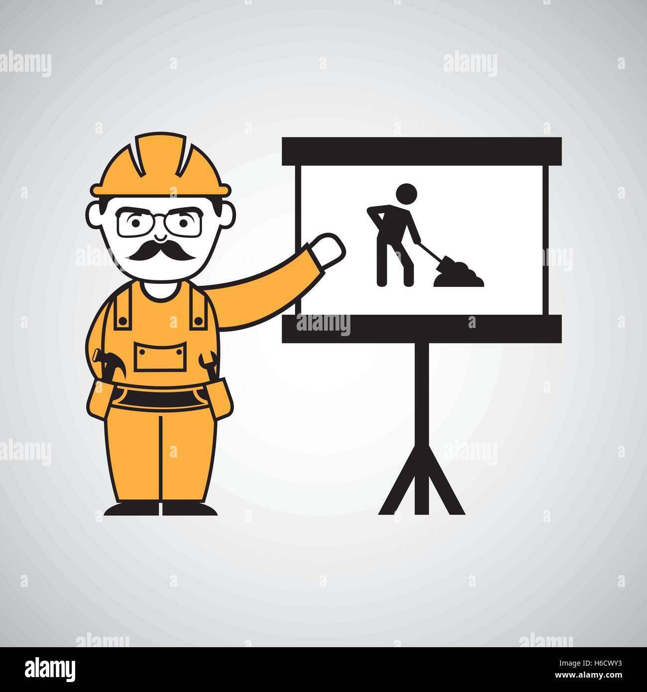 construction man and symbol worker graphic vector illustration Stock ...