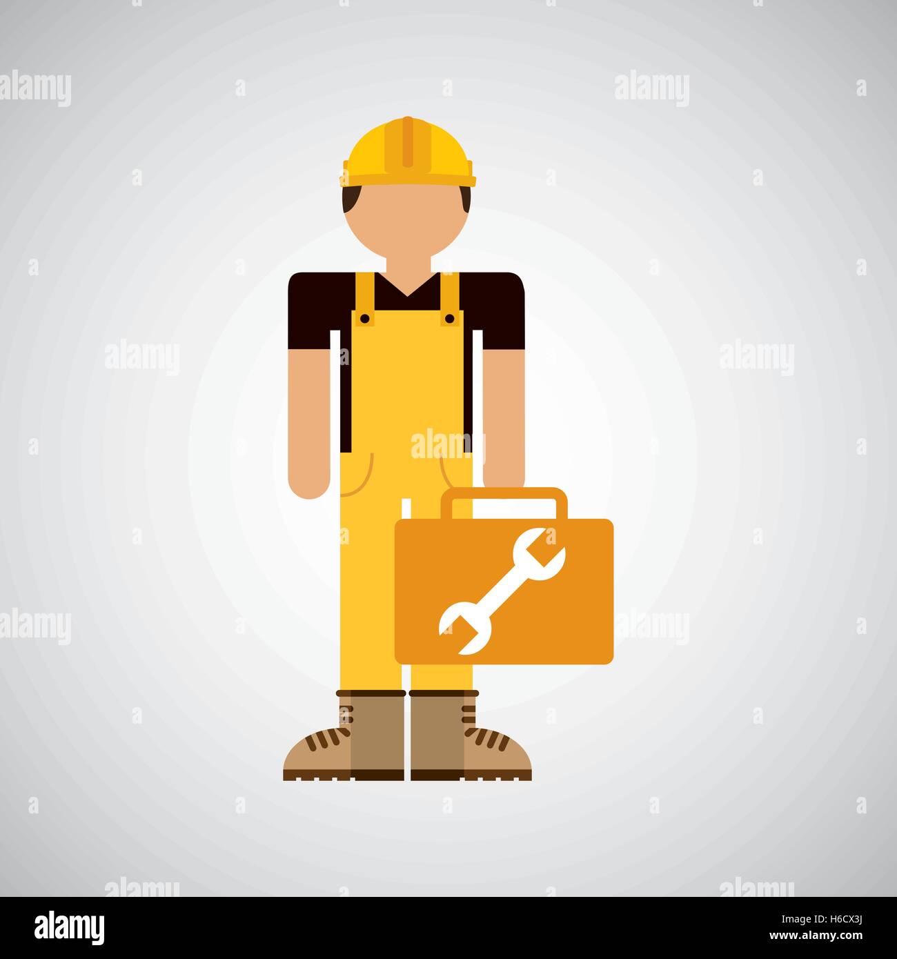 character construction man with tool box wrench vector illustration eps ...