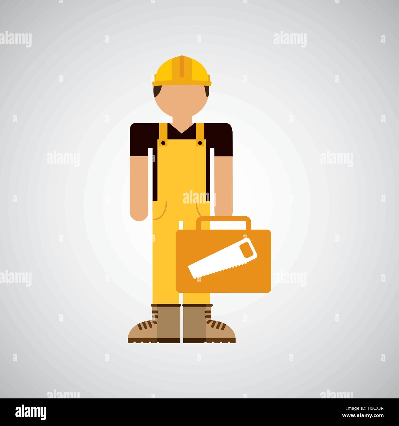 character construction man with tool box saw vector illustration eps 10 ...