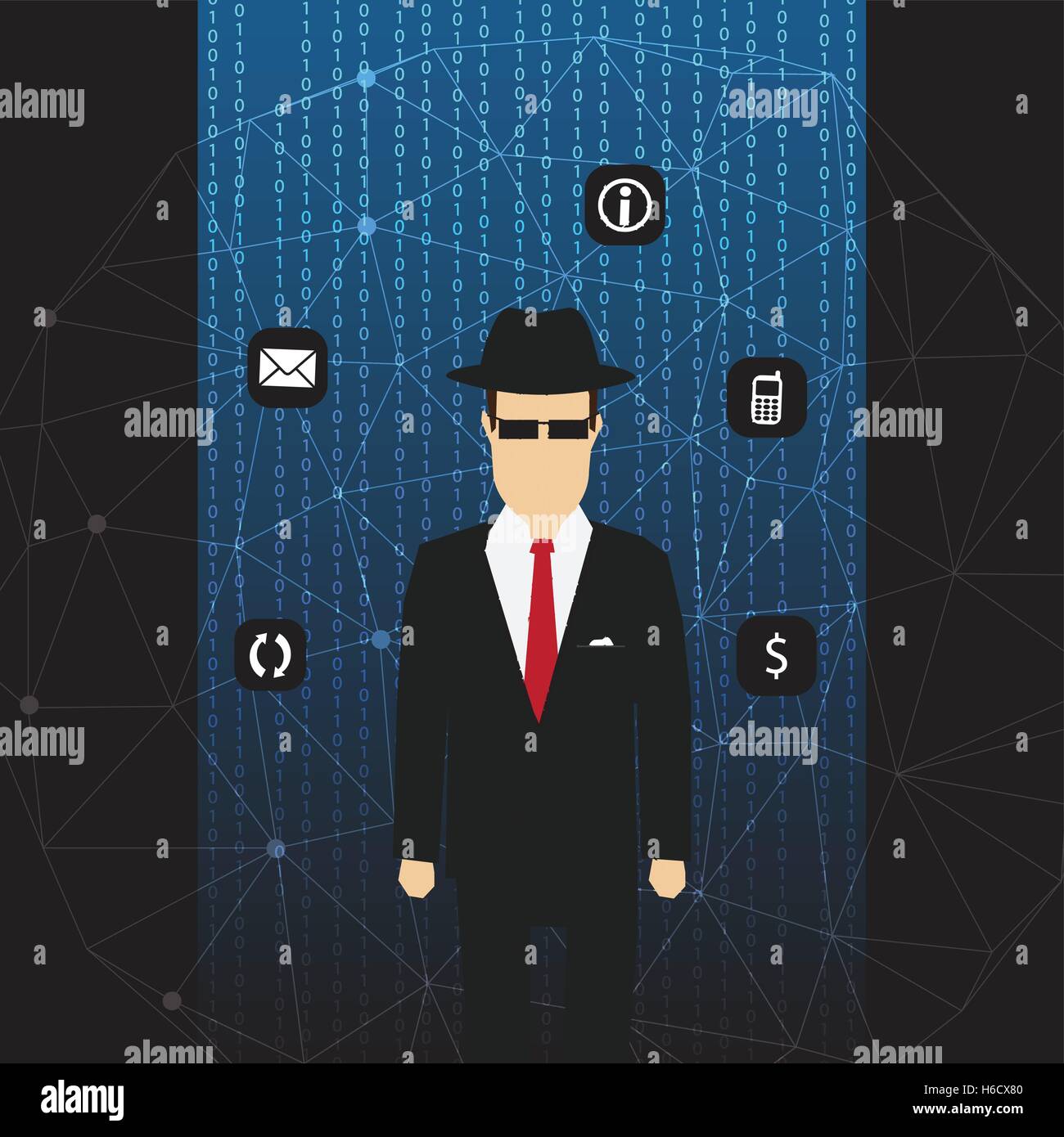 Agent of Information on Abstract Net Background with Code and Icons ...