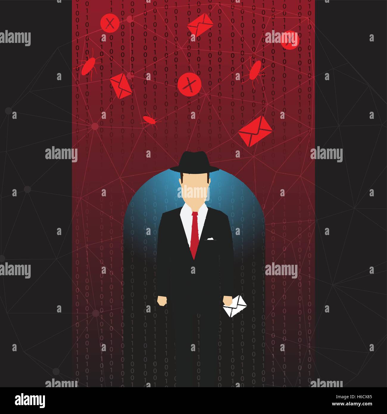 Agent of Information on Abstract Net Background with Code and Icons ...