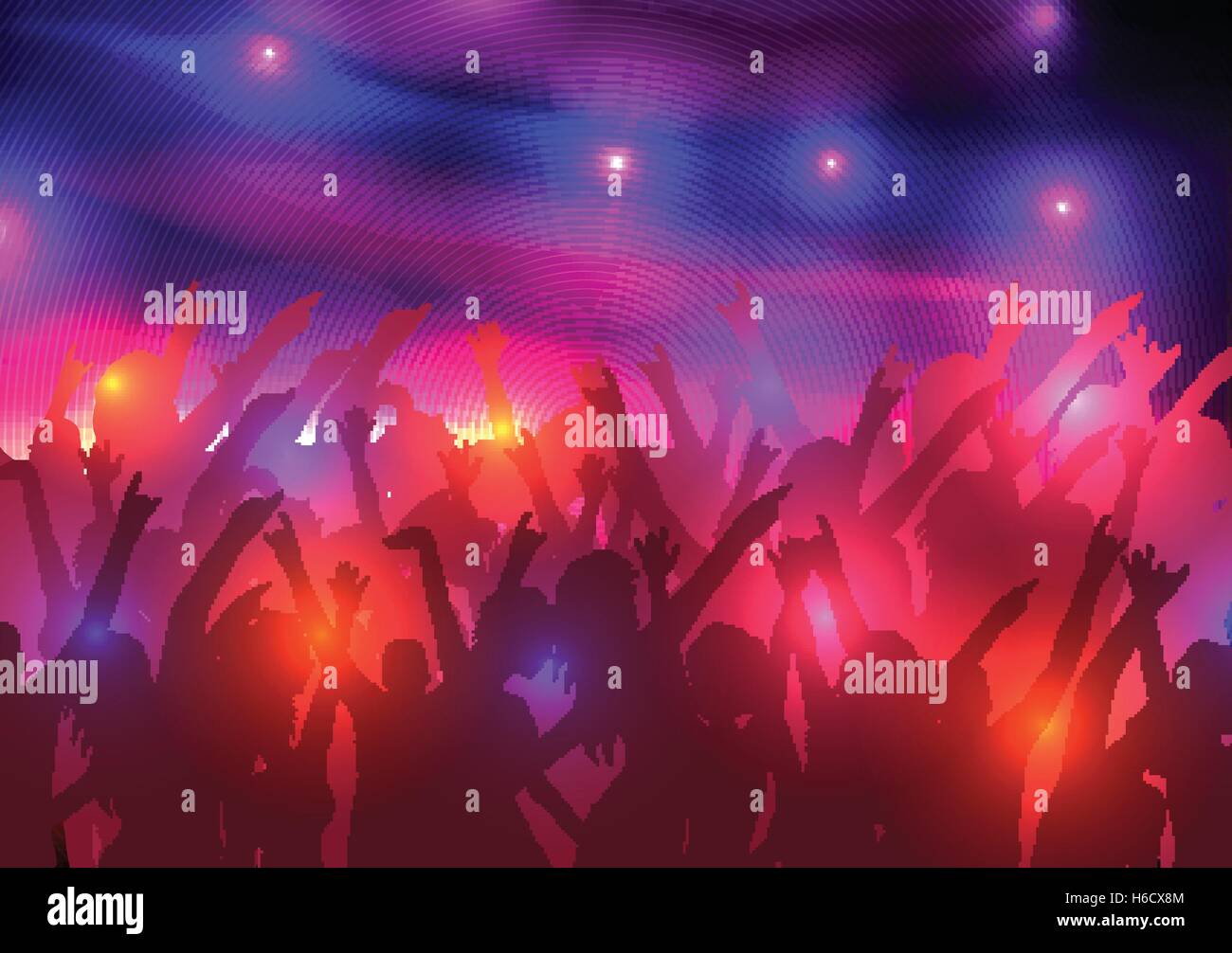 Party Crowd with Disco Spot Lights Background Template - Vector ...