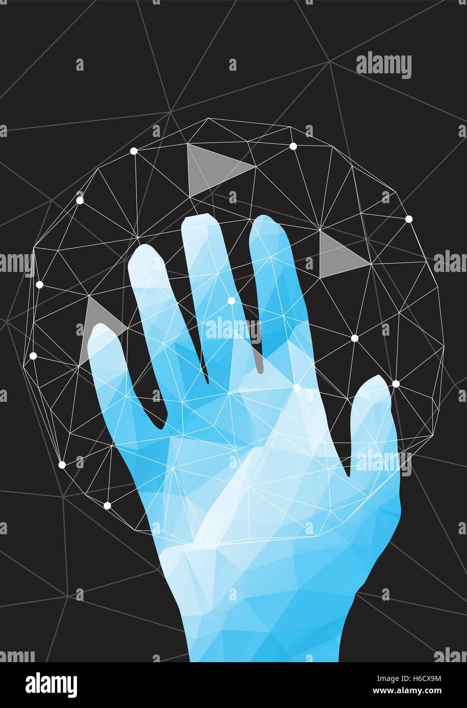 Hand Holding a Net Sphere, Social network - Vector Illustration Stock ...
