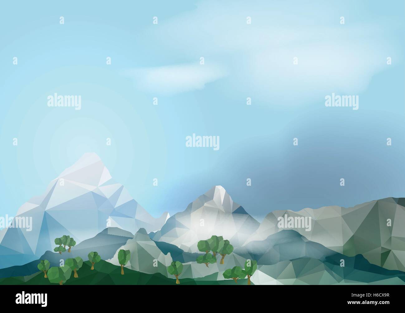Geometric Mountain and Forest Background - Vector Illustration Stock ...