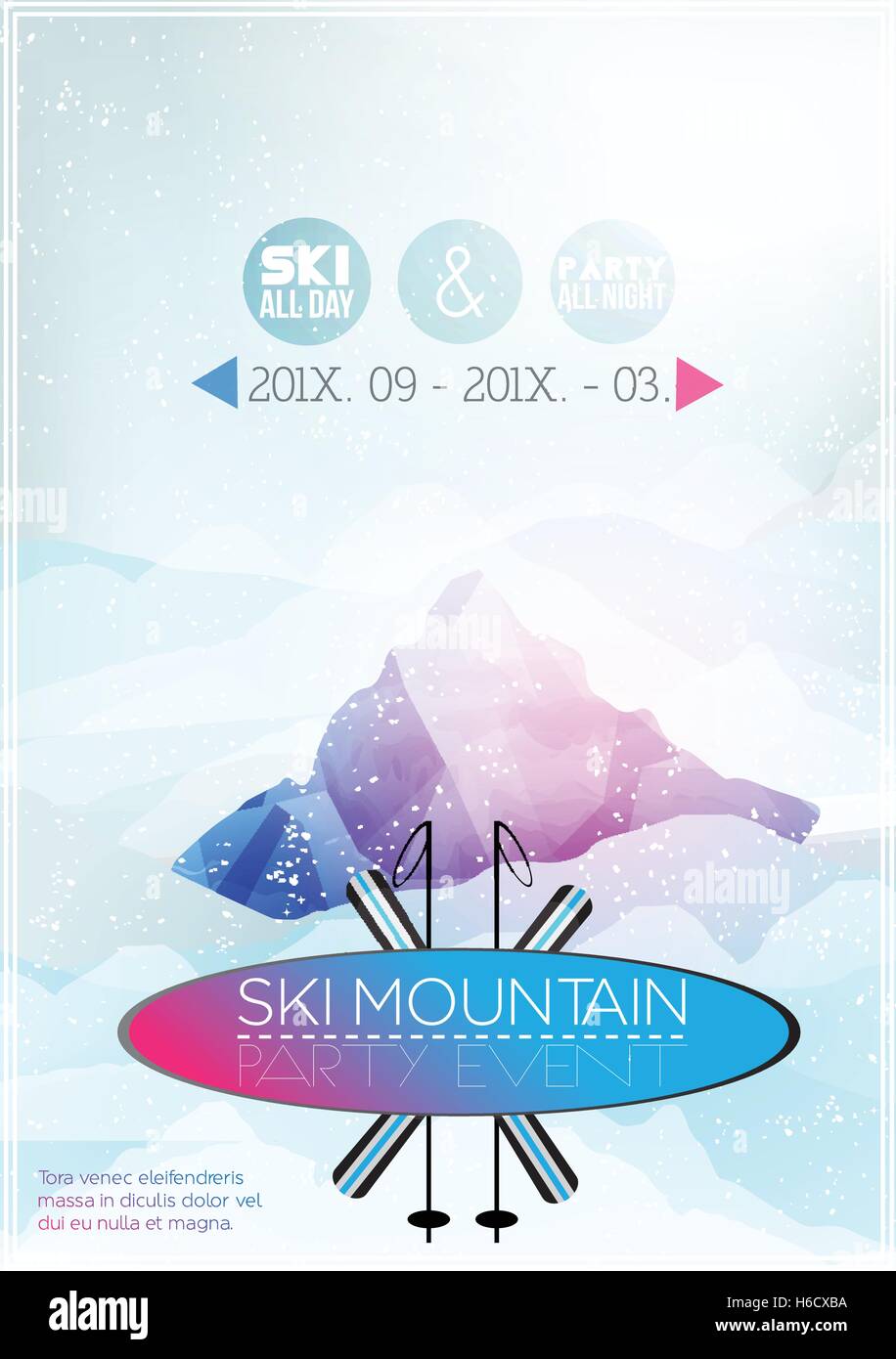 Alpine Poster with Winter Mountain Background - Vector Illustration ...