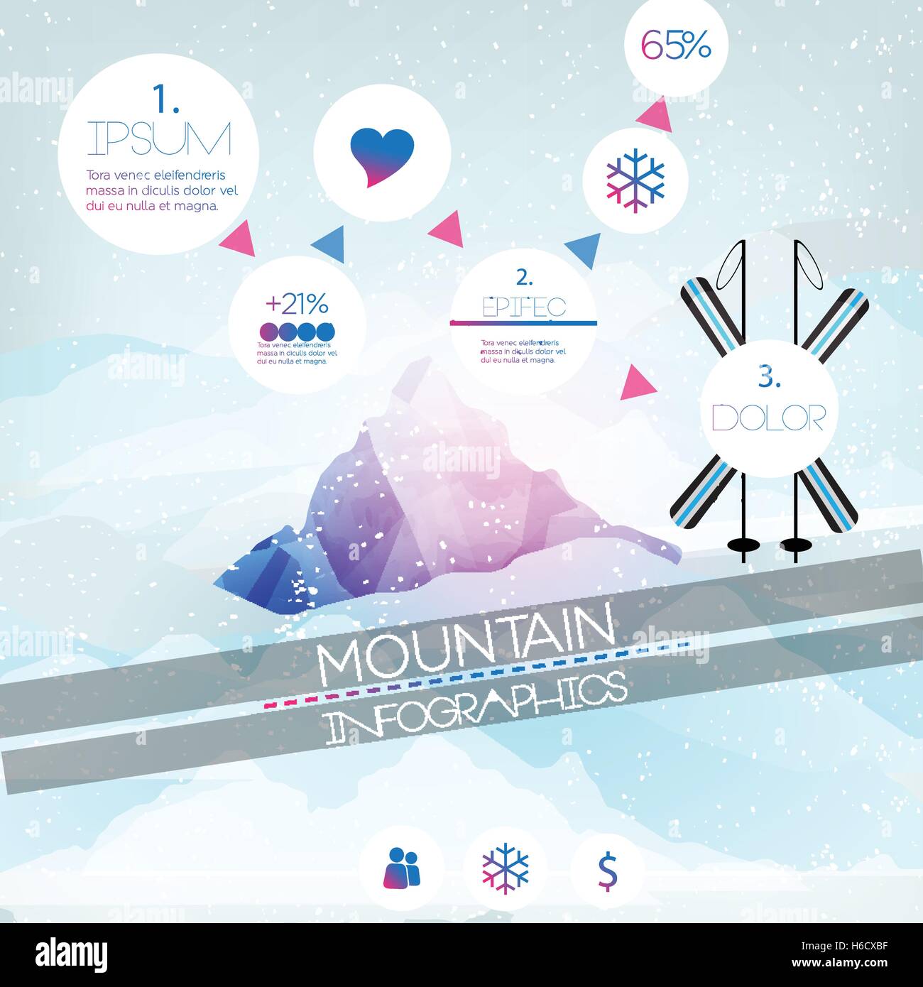 Alpine Poster with Winter Mountain Background - Vector Illustration ...