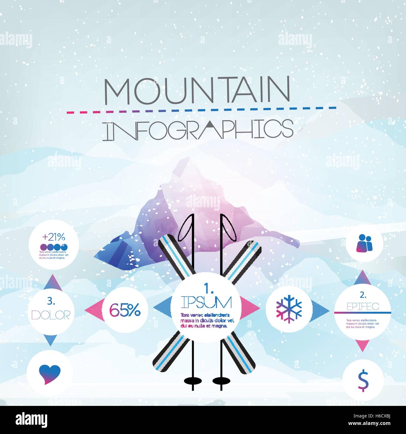 Alpine Poster with Winter Mountain Background - Vector Illustration ...