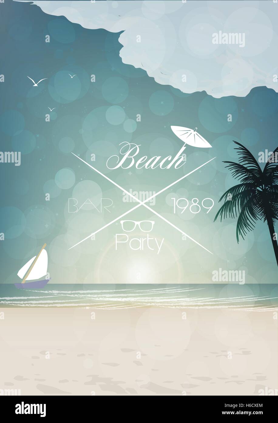 Retro Style Summer Beach Background - Vector Illustration Stock Vector ...