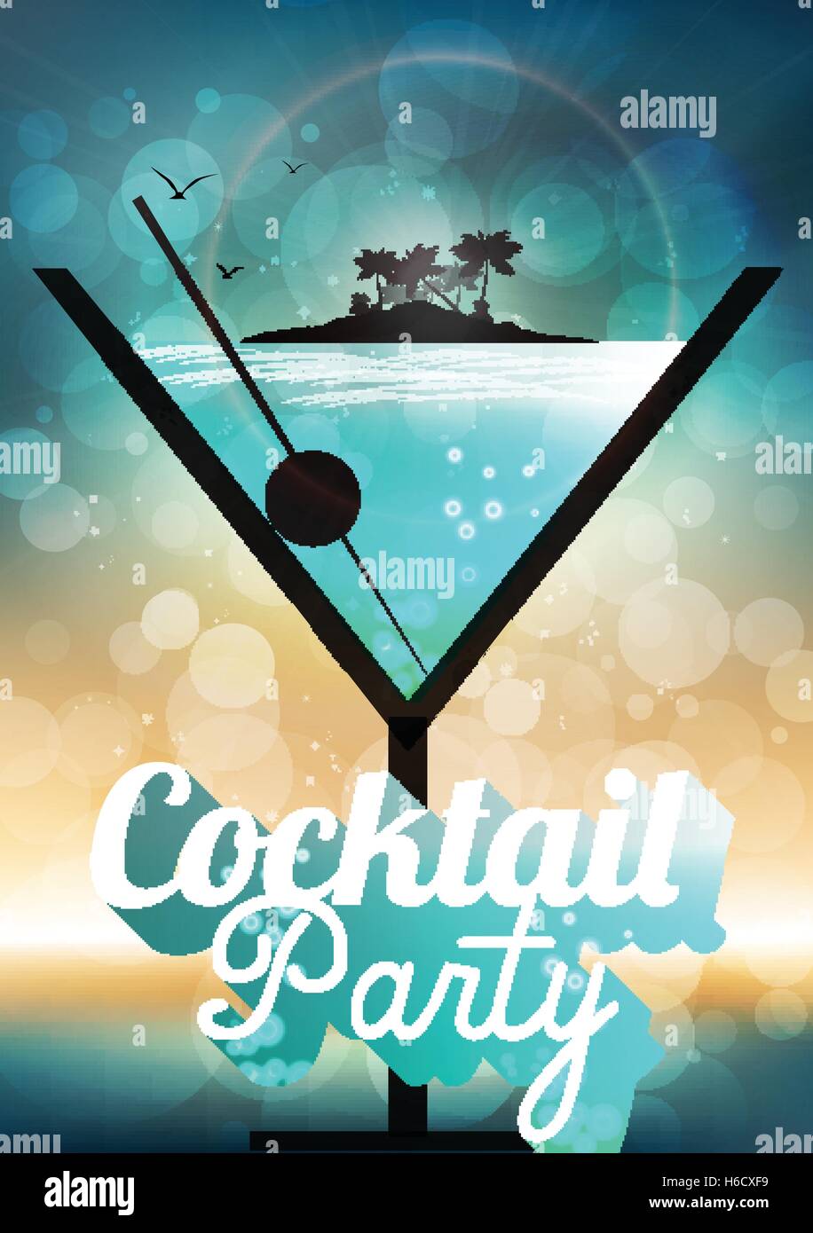 Cocktail Party Invitation Poster - Vector Illustration Stock Vector ...