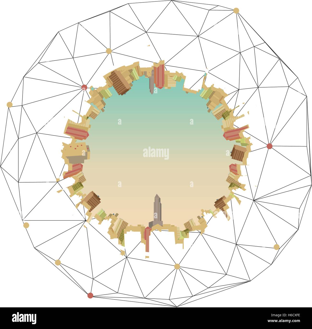 Cityscape Fish Eye View with Net - Vector Illustration Stock Vector ...