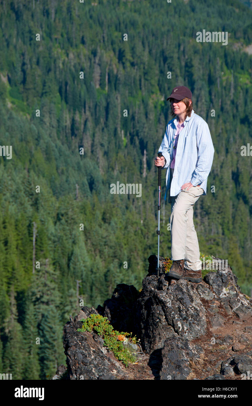 Hiker on Dome Rock, Willamette National Forest, Oregon Stock Photo - Alamy