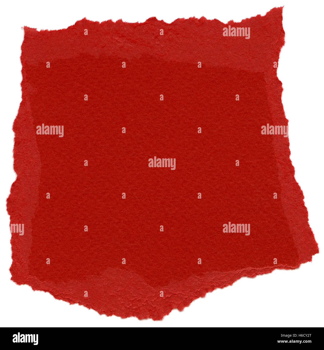Texture of dark red fiber paper with torn edges. Isolated on white ...