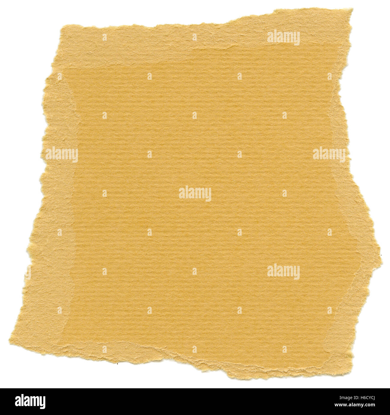Texture of harvest gold fiber paper with torn edges. Isolated on white ...