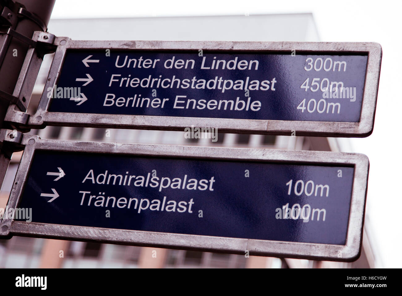 Street signs in an intersection depicting the direction and distance to ...
