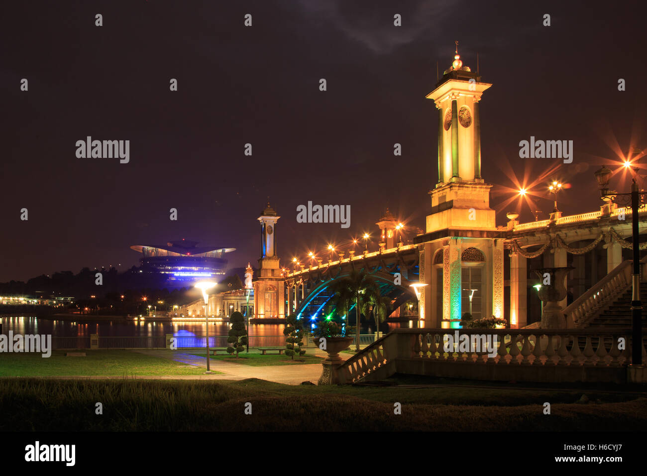 Putrajaya Bridge at night Stock Photo - Alamy