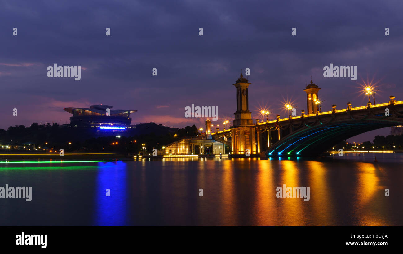 Putrajaya Bridge at night Stock Photo - Alamy