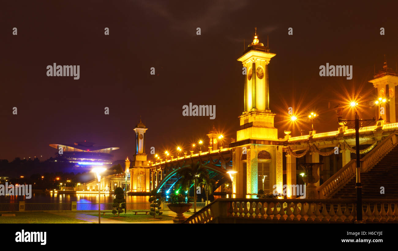 Putrajaya Bridge at night Stock Photo - Alamy