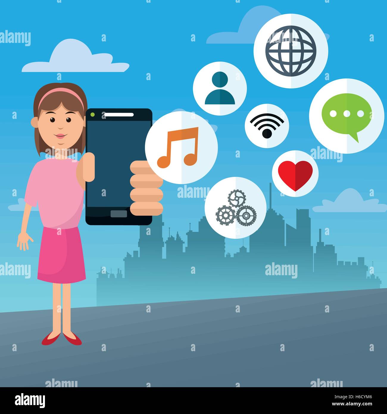 Mobile people cartoon design Stock Vector Image & Art - Alamy