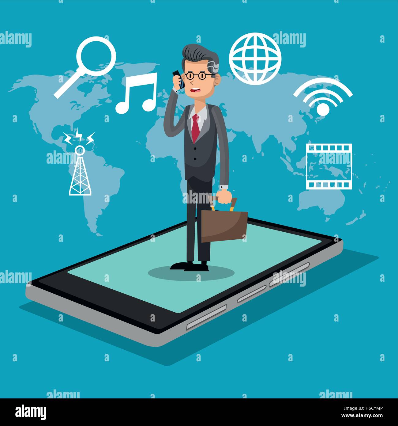 Mobile people cartoon design Stock Vector Image & Art - Alamy