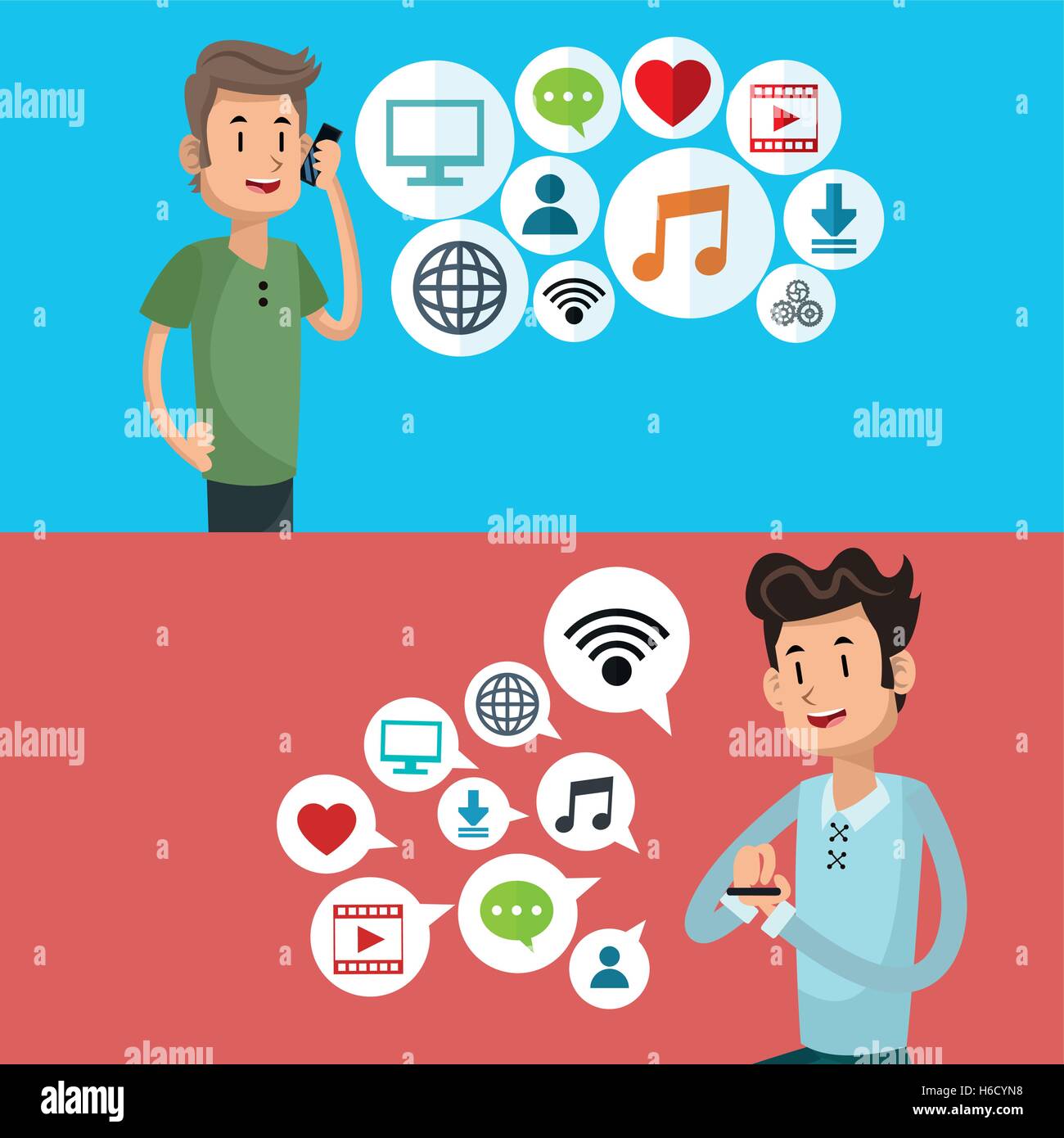 Mobile people cartoon design Stock Vector Image & Art - Alamy