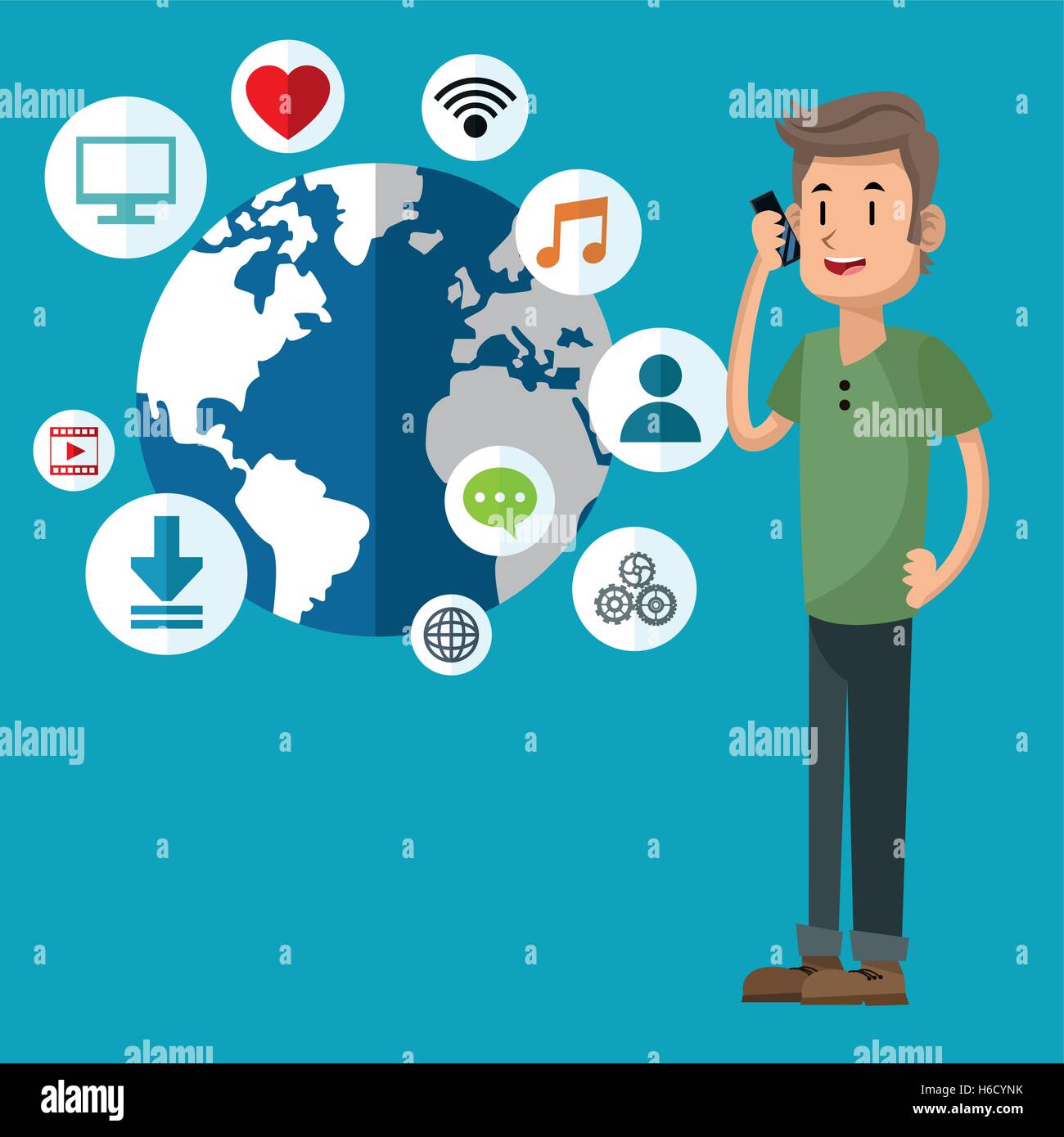 Mobile people cartoon design Stock Vector Image & Art - Alamy