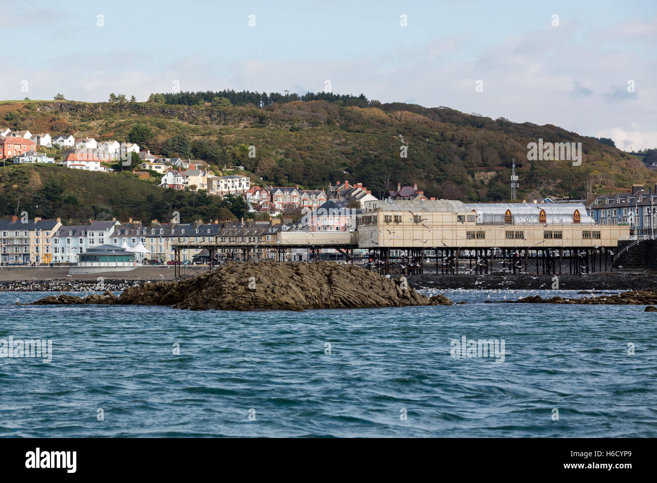 A view from the sea of Aberystwyth pier Stock Photo - Alamy