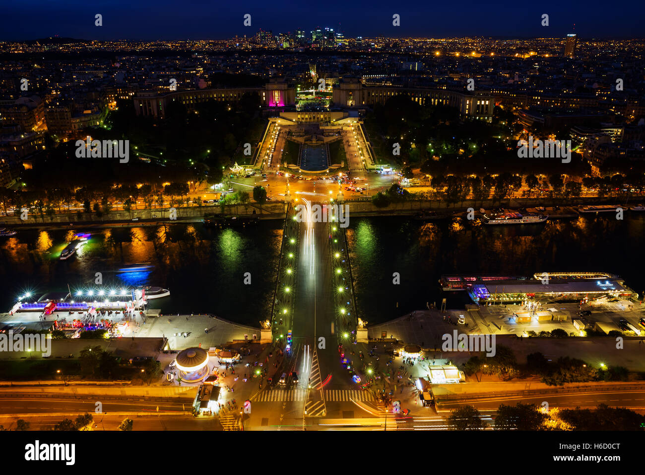 aerial view of the Seine and the Trocadero Square in Paris, France, at ...