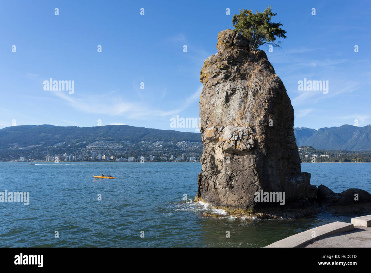 Vancouver, Canada: Landmark Siwash Rock in Stanley Park. In the ...