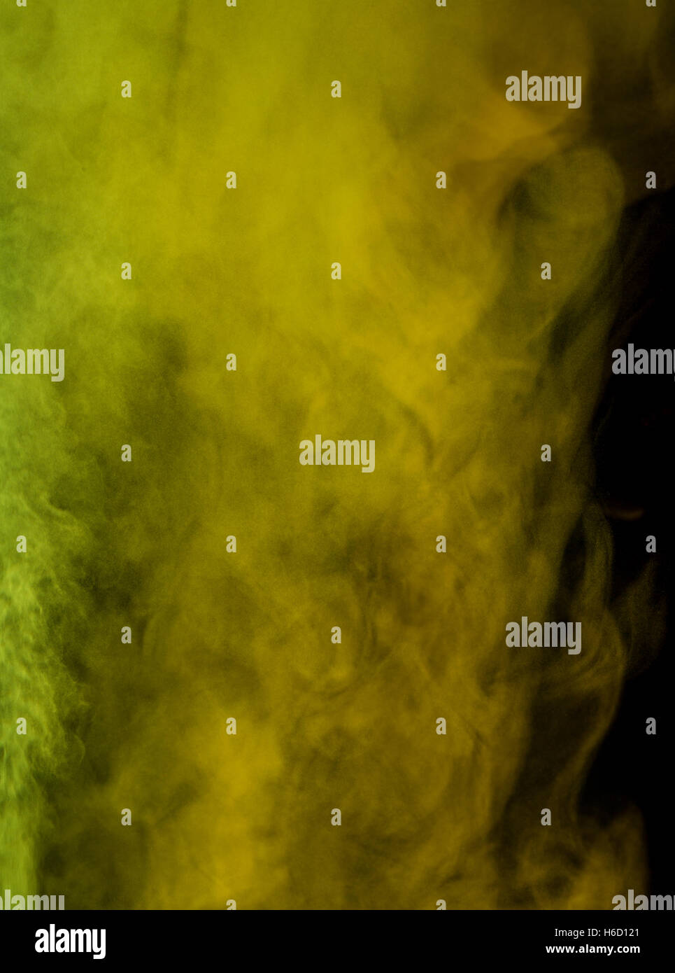 Abstract green yellow water vapor on a black background. Texture ...