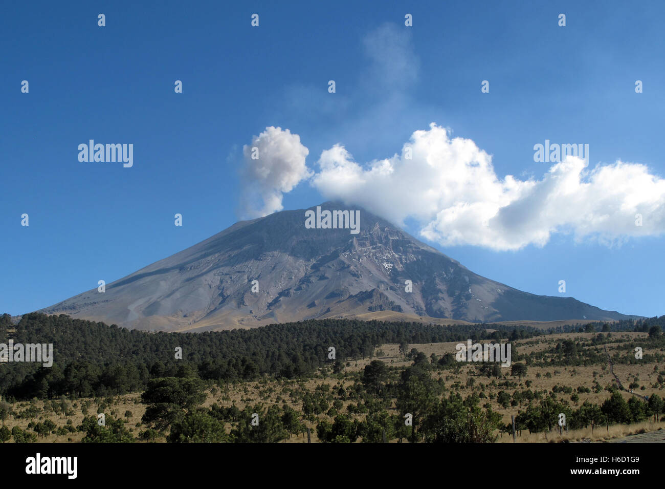 Active Popocatepetl volcano, also called El Popo, picture taken from ...