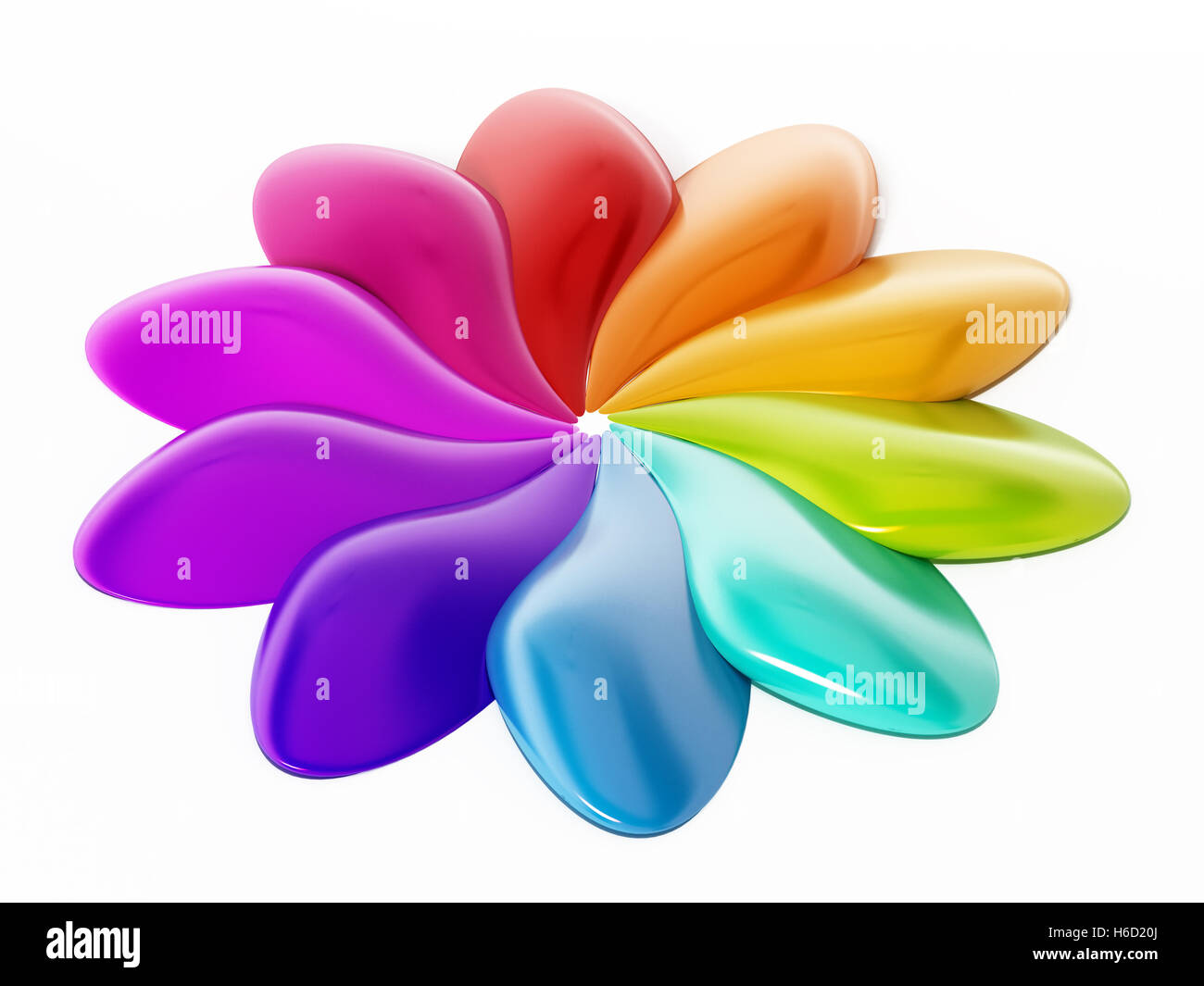 Abstract multi-colored flower shape isolated on white background. 3D ...