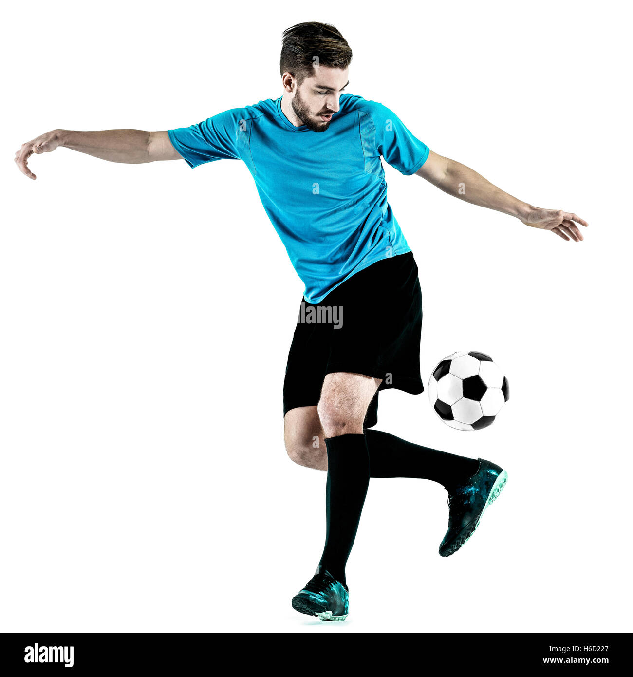 one caucasian Soccer player Man isolated on white backgound Stock Photo ...