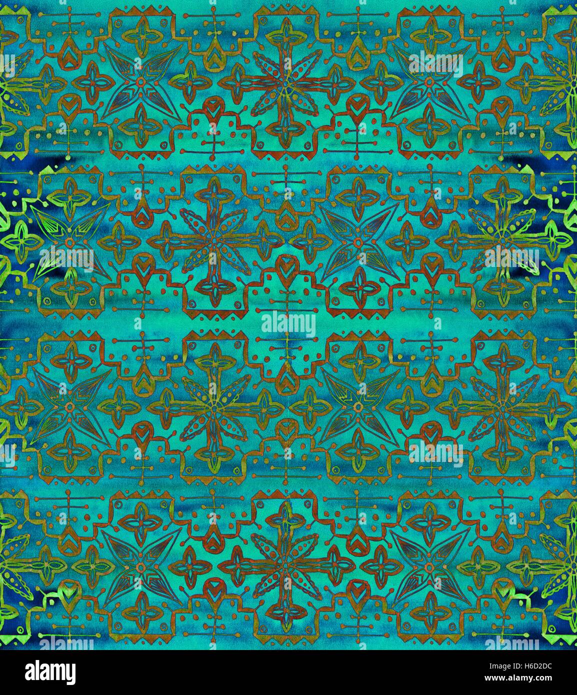 Ethnic seamless pattern. Boho green ornament. Repeating background ...