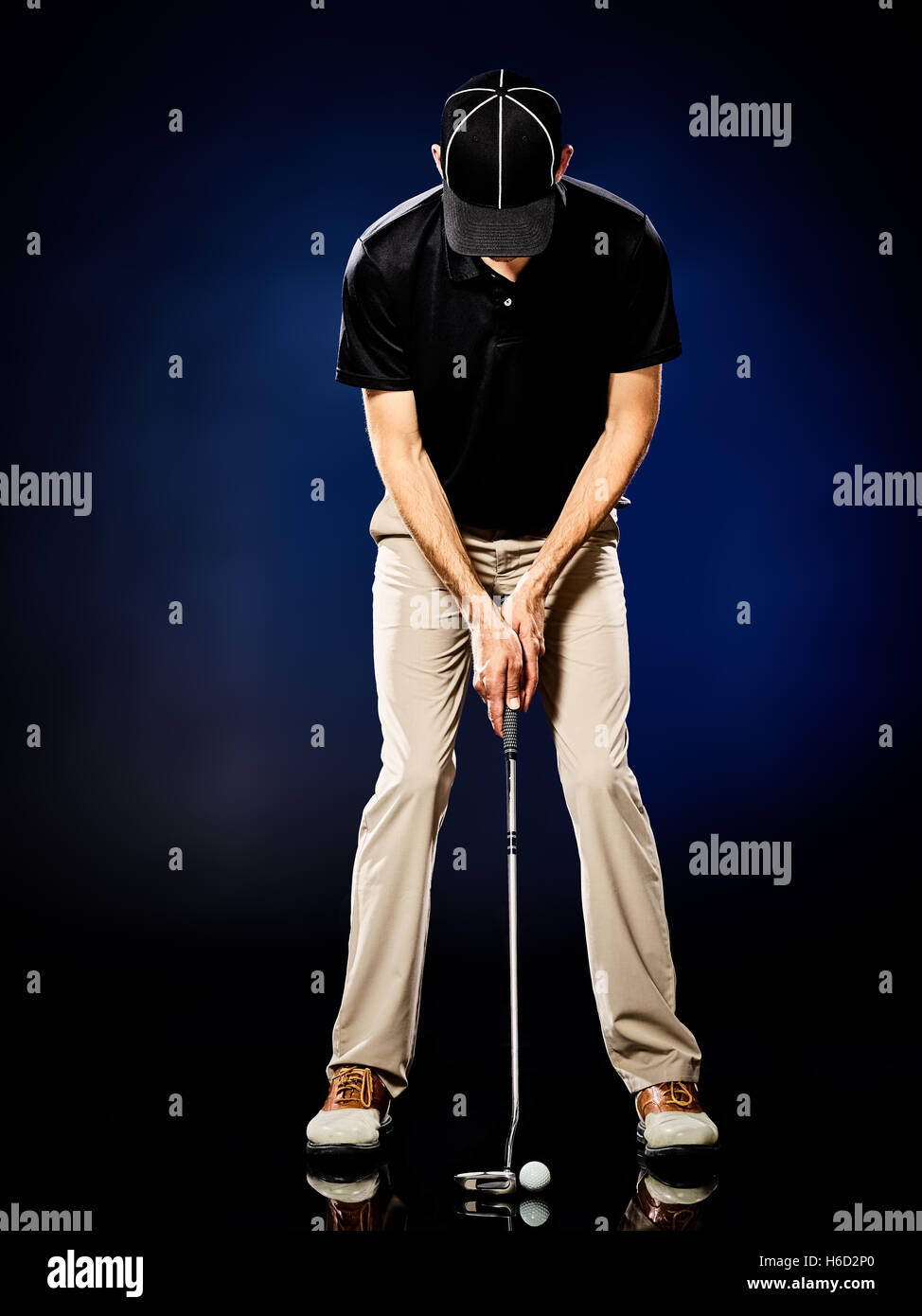 one caucasian man golfer golfing isolated Stock Photo - Alamy