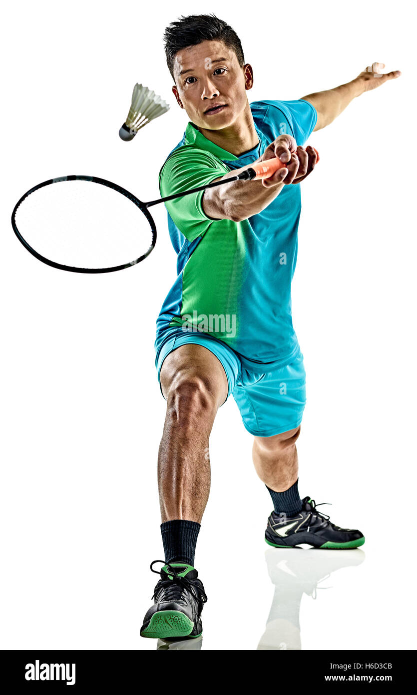 one asian badminton player man isolated on white background Stock Photo ...