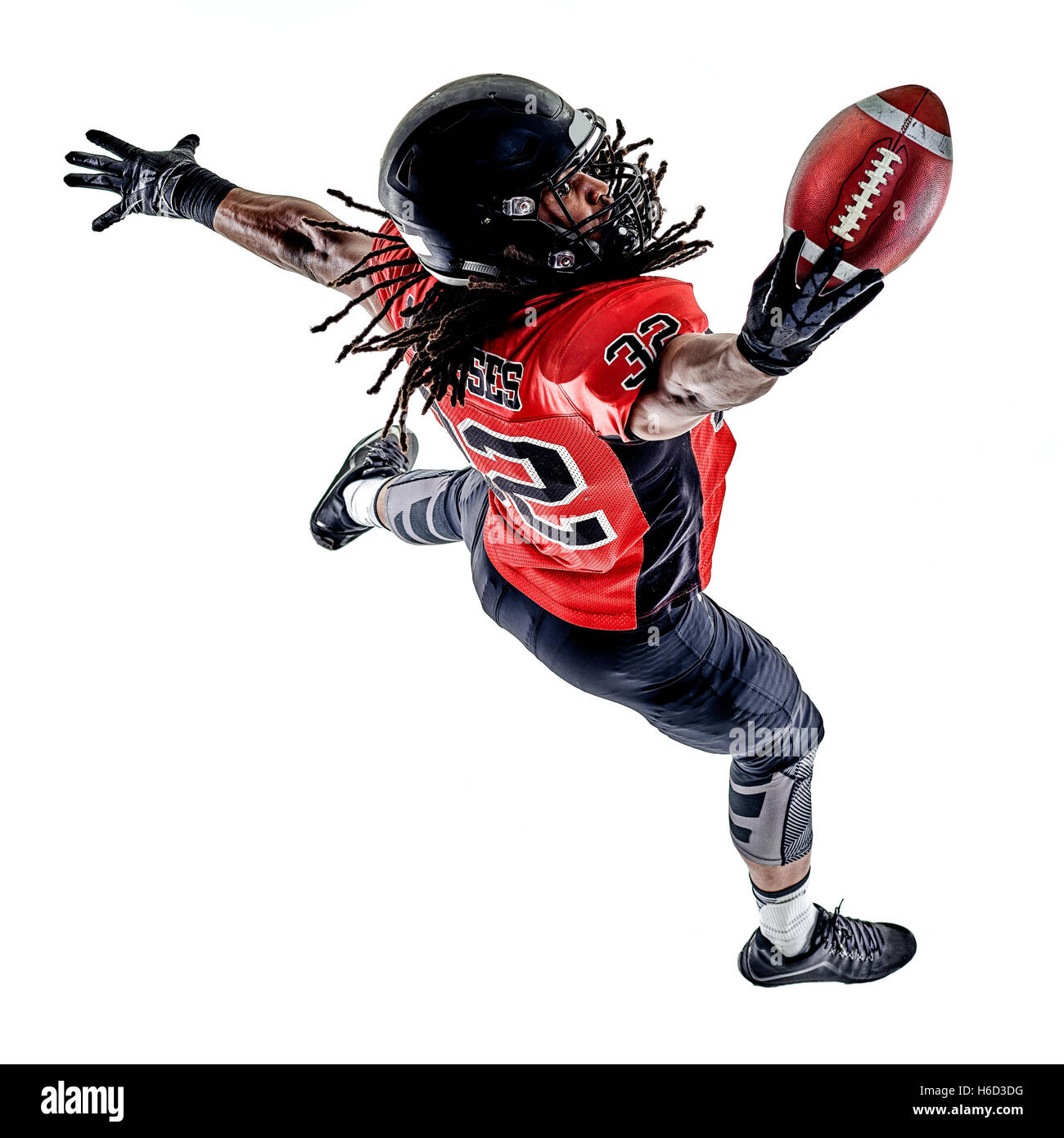 one american football player man isolated on white background Stock ...