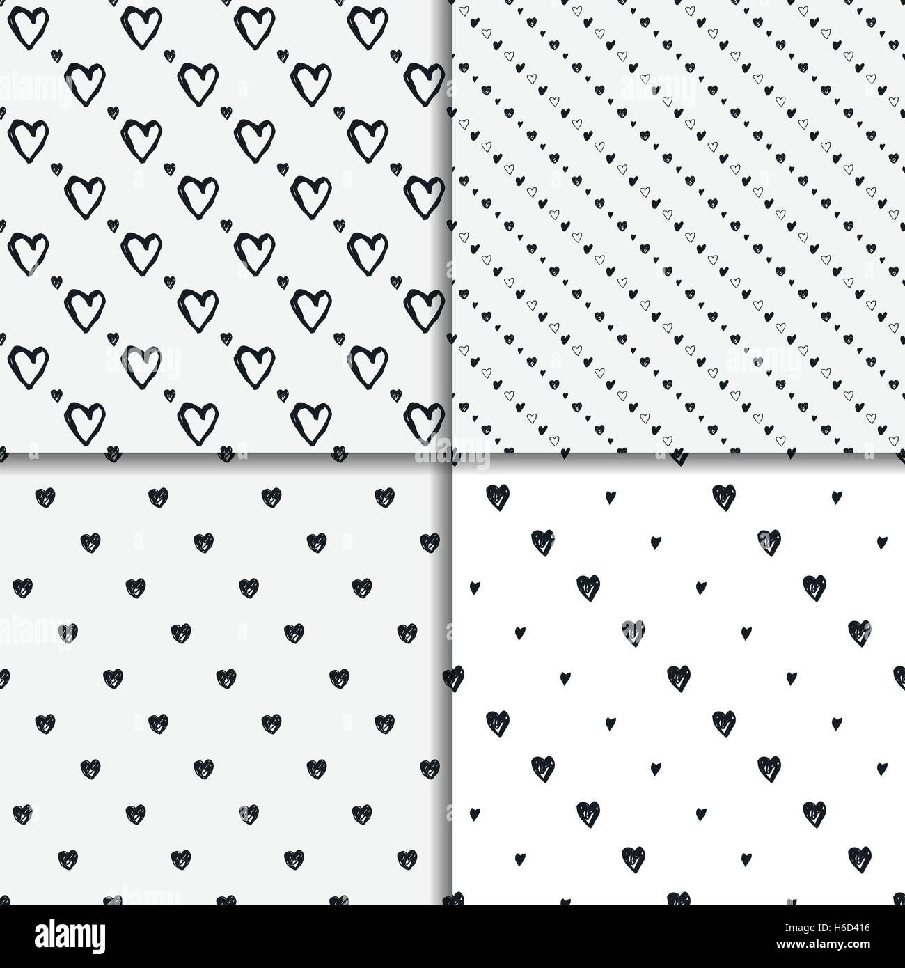 Doodle seamless pattern set with hearts Stock Vector Image & Art - Alamy