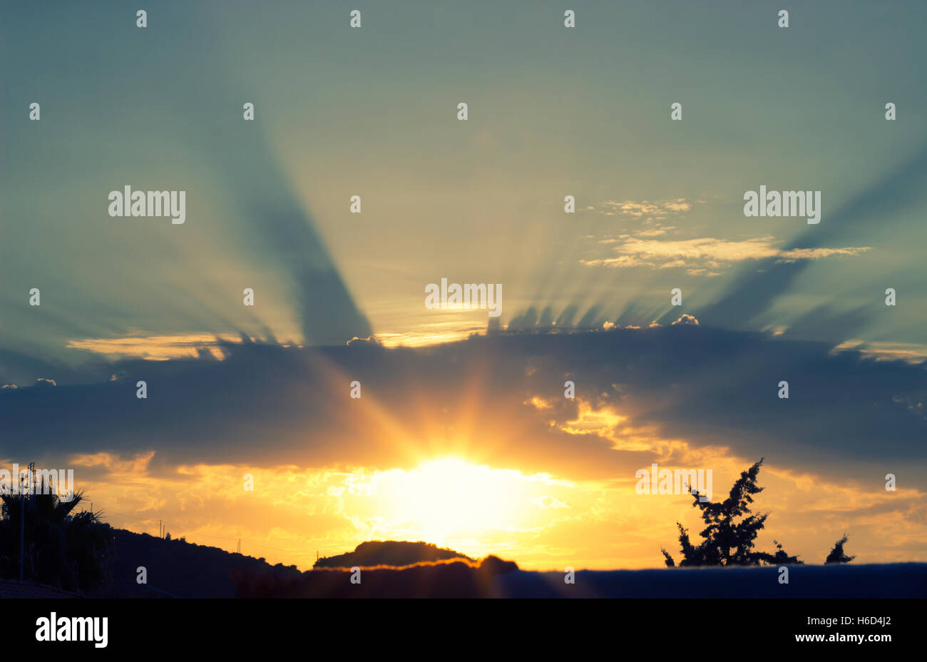 Sunset over hills wallpaper hi-res stock photography and images - Alamy