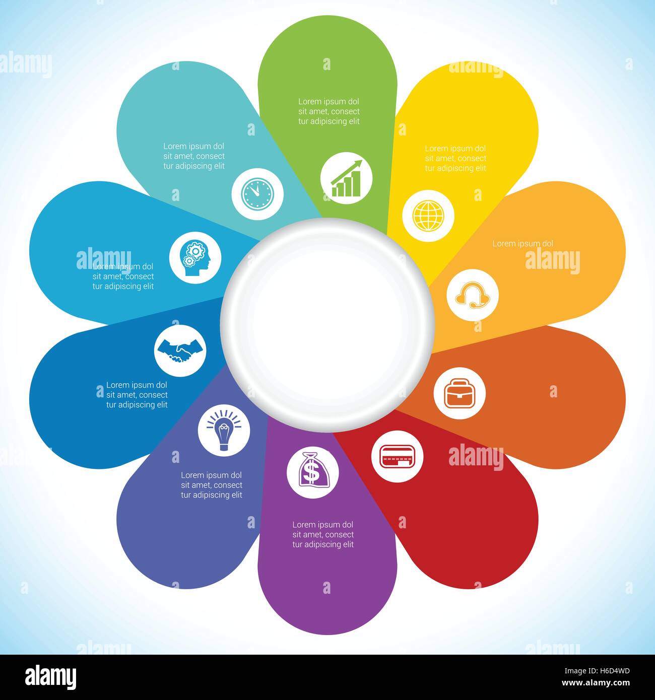 Flower Camomile infographic template colourful petals ten positions ...