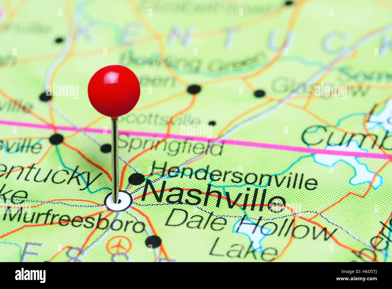 Nashville on a map hi-res stock photography and images - Alamy
