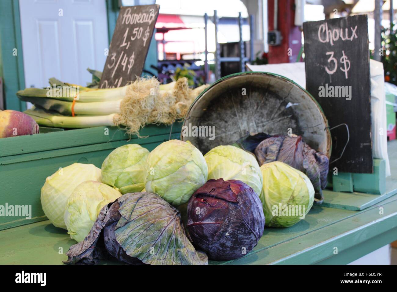 Cabbage display at Jean Talon Market Stock Photo - Alamy