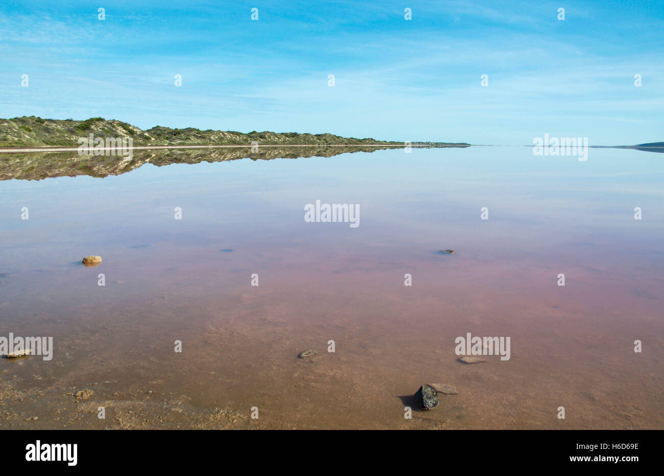 The Hutt Lagoon, salt lake, with distinct pink hue in the Mouth of Hutt ...
