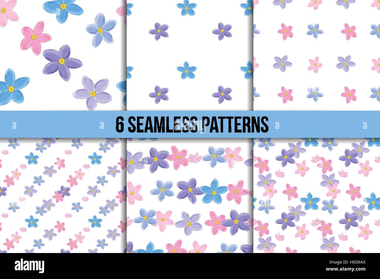 Seamless forget-me-not pattern set Stock Vector Image & Art - Alamy