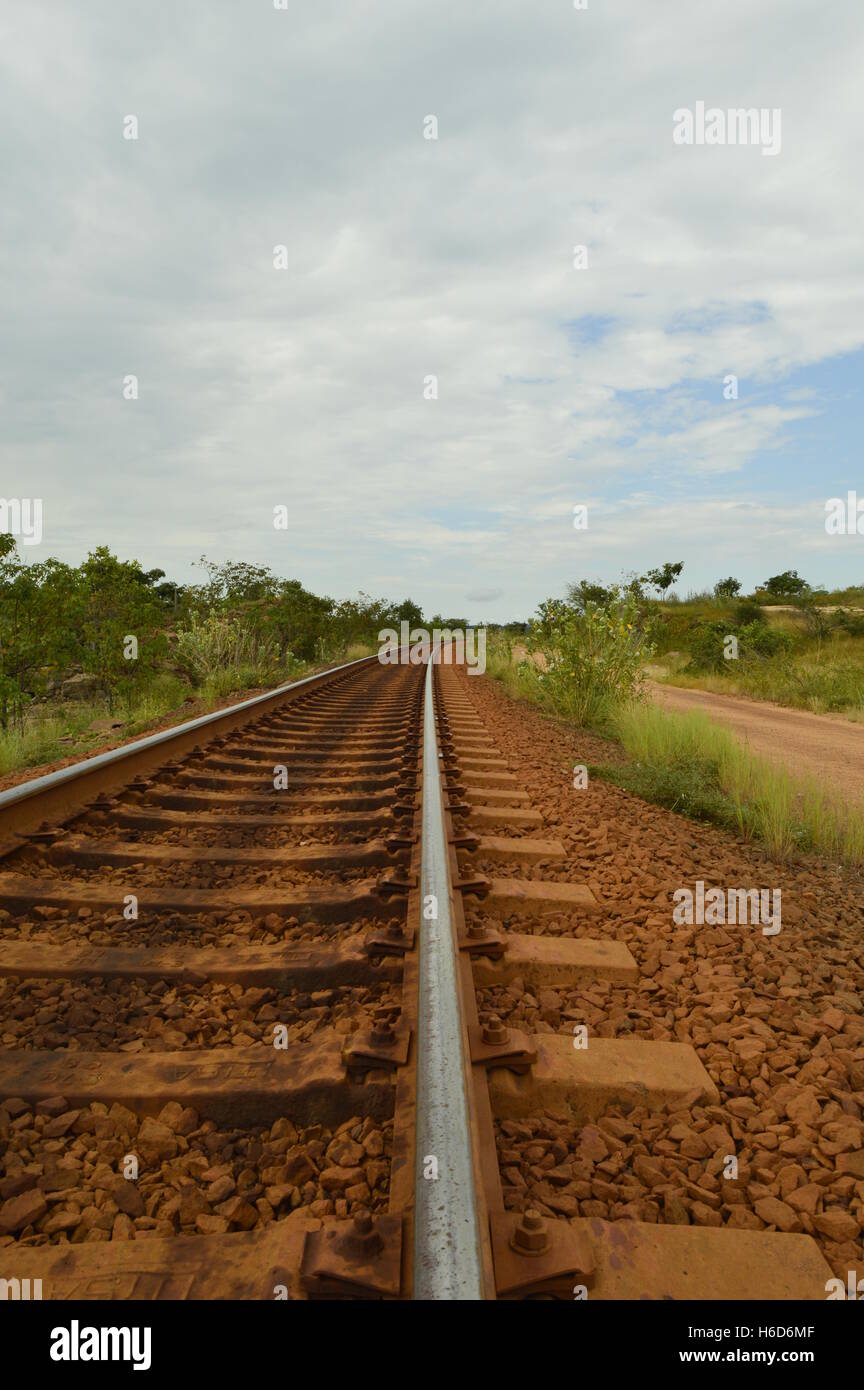 Landscape with a railroad train Stock Photo - Alamy