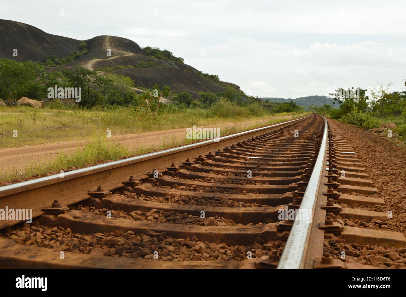 Landscape with a railroad train Stock Photo - Alamy
